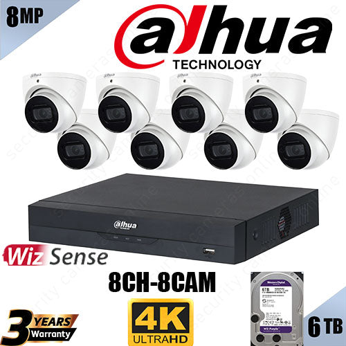 Dahua 8 Channel AI CCTV Kit - 8 x 8MP WIZSENSE Turret Security Cameras