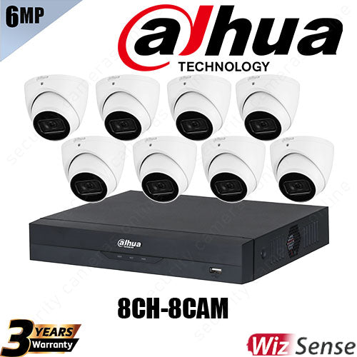 Dahua 8 Channel CCTV: 8x 6MP Wizsense Turret Cameras