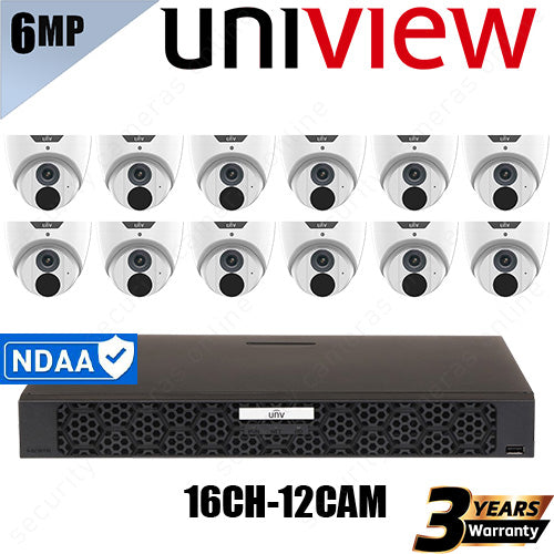 Uniview 16 Channel CCTV Kit - 12 x 6MP Turret Security Cameras