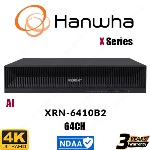 Hanwha Wisenet XRN-6410B2 AI 64 Channel NVR