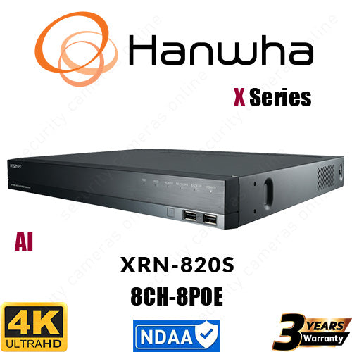 Hanwha Wisenet XRN-820S AI 8 Channel NVR