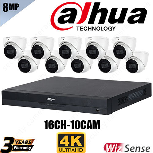 Dahua 16 Channel CCTV: 10x 8MP Wizsense Turret Cameras