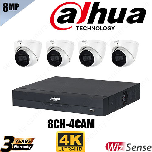 Dahua 4 Channel CCTV Kit: 4x 8MP Wizsense Turret Cameras