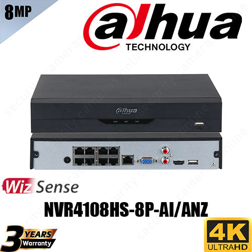 Dahua 8 Channel DHI-NVR4108HS-8P-AI-ANZ Wizsense NVR
