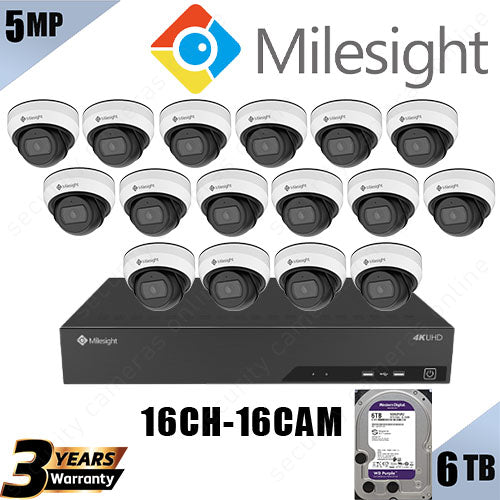 Milesight 16 Channel CCTV Kit: 16x 5MP Mini Turret Cameras