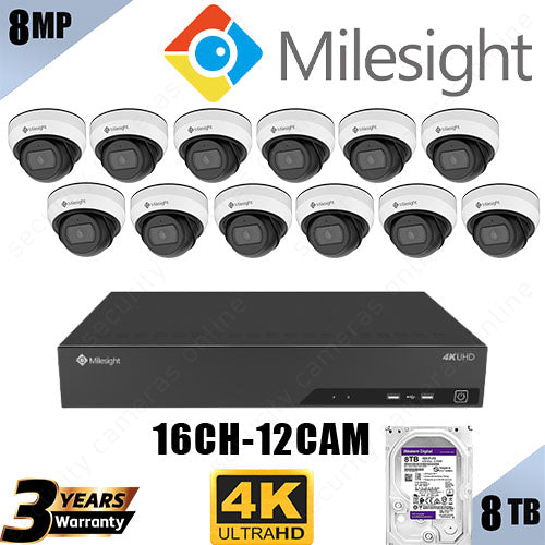Milesight 16 Channel CCTV Kit: 12x 8MP Security Cameras