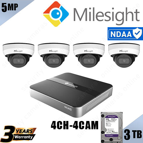Milesight 4 Channel CCTV Kit: 4x 5MP Mini Turret Cameras