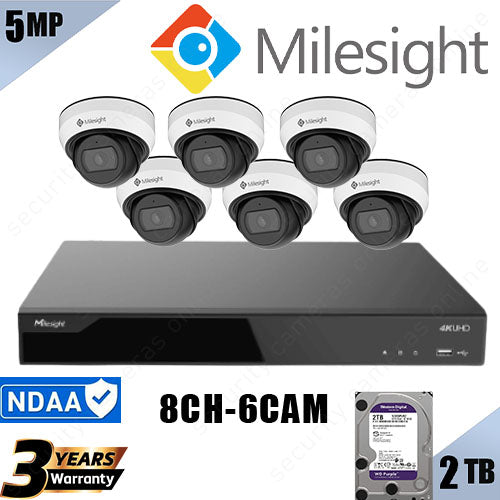 Milesight 8 Channel NVR CCTV Kit: 6x 5MP Mini Turret Camera