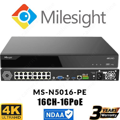 Milesight 16 Channel MS-N5016-NPE 4K Network Video Recorder