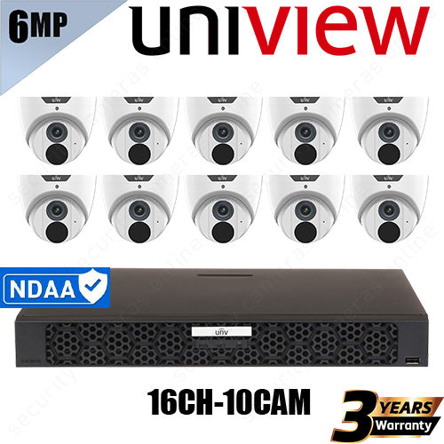 Uniview 16 Channel CCTV Kit - 10 x 6MP Turret Security Cameras