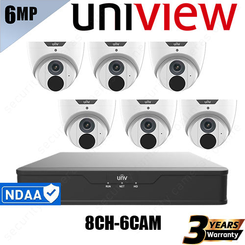 Uniview 8 Channel CCTV Kit - 6 x 6MP Turret Security Cameras