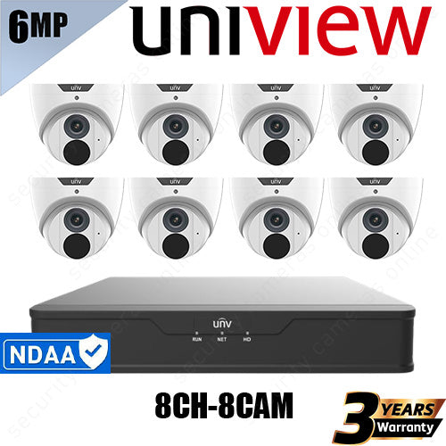 Uniview 8 Channel CCTV Kit - 8 x 6MP Turret Security Cameras