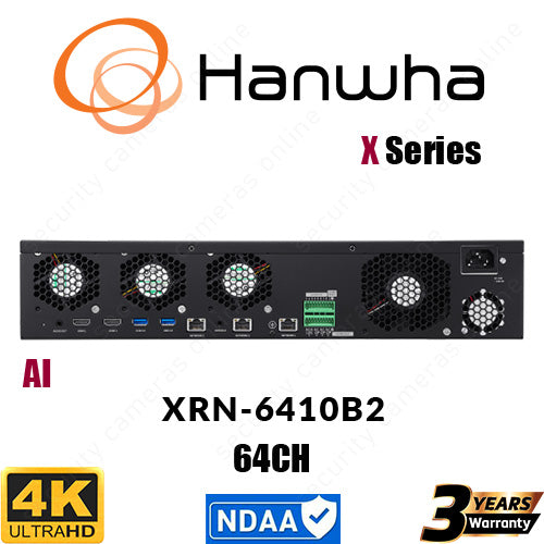 Hanwha Wisenet XRN-6410B2 AI 64 Channel NVR