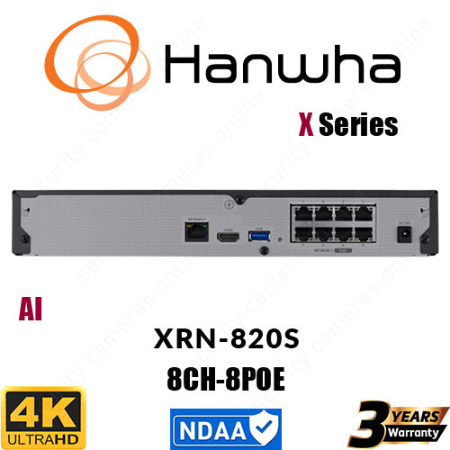 Hanwha Wisenet XRN-820S AI 8 Channel NVR